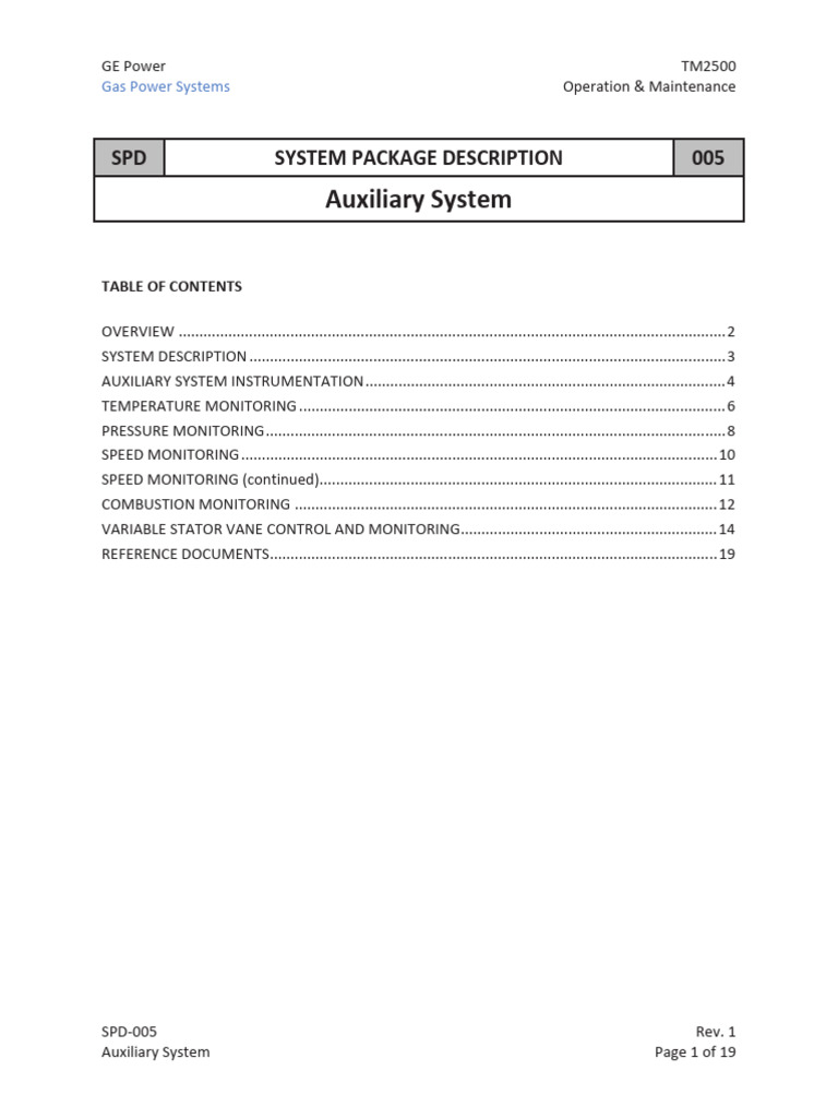TM2500 Auxiliary System Overview | PDF | Thermocouple | Ignition System