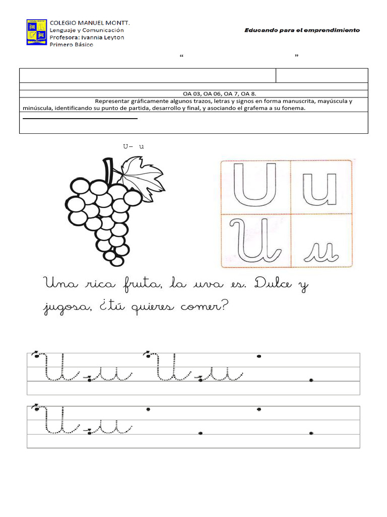 Actividades para aprender la vocal U | PDF
