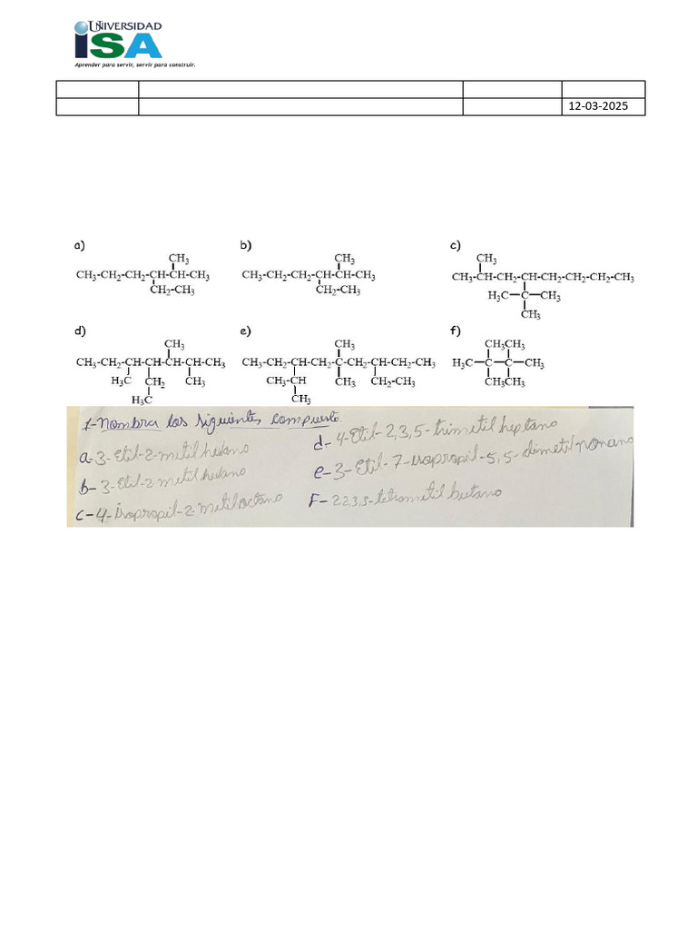 Ejercicios de formulación orgánica | PDF