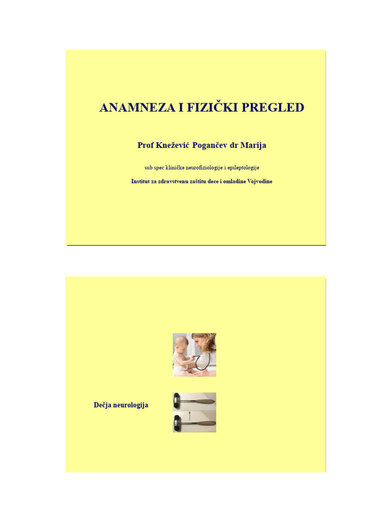 Anamneza I Neuroloski Pregled U Neuropedijatriji | PDF