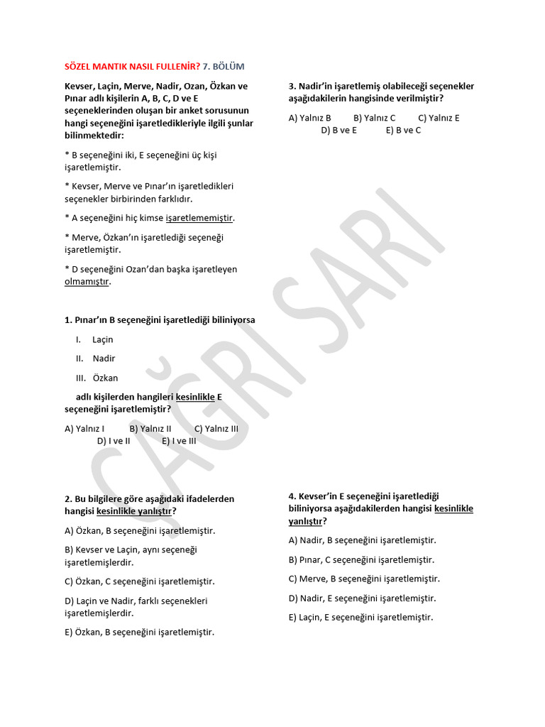 Sozel Mantik Nasil Fullenir 7. Bolum | PDF