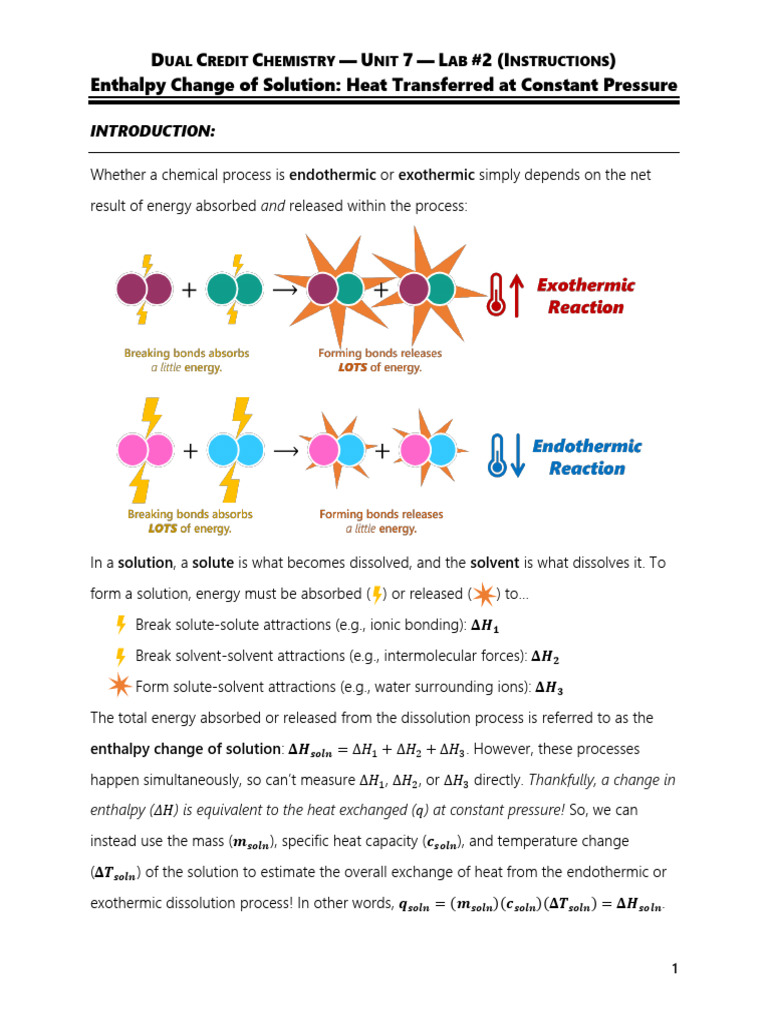 Calvin Mackey - U7 L2 - Enthalpy Change of Solution (Instructions) | PDF | Enthalpy | Solvation