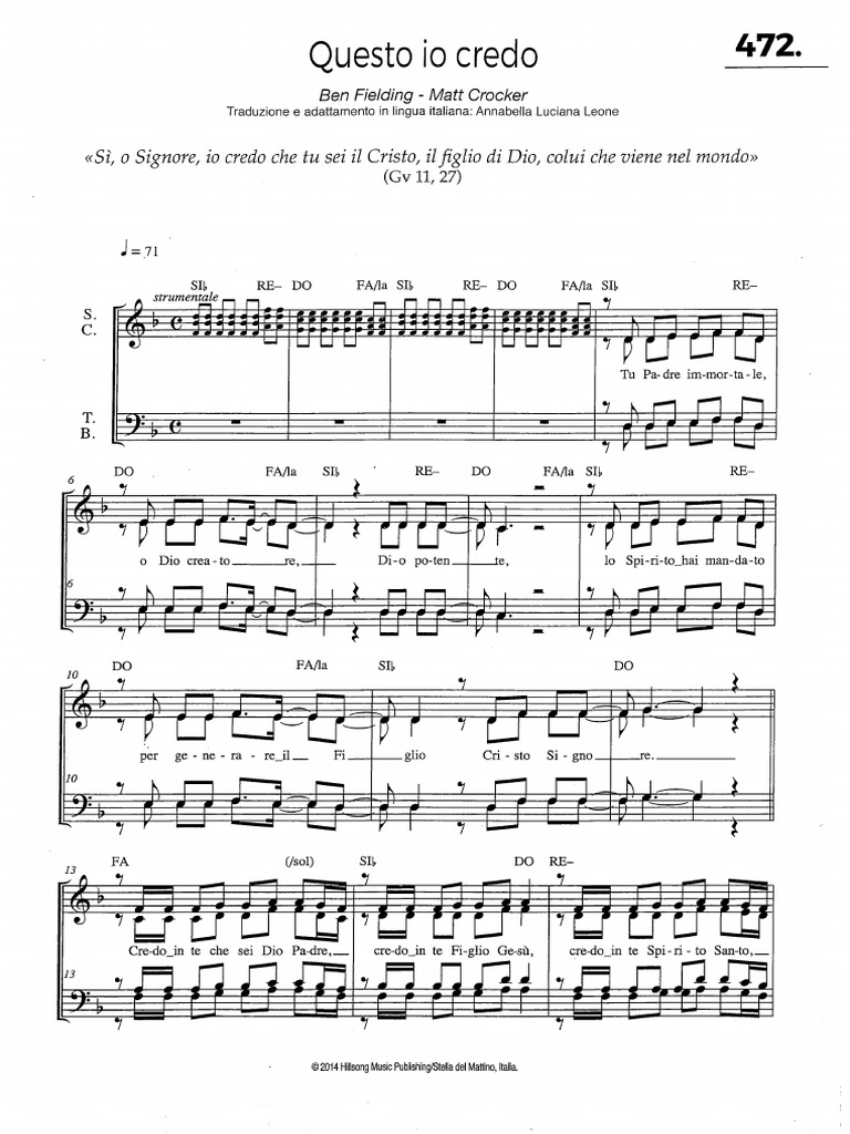 Questo Io Credo (Spartito) | PDF