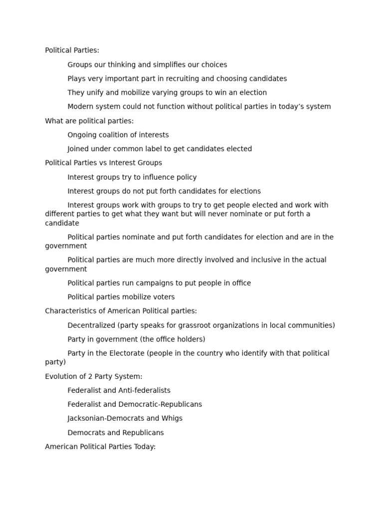 Federal Government Notes 4 | PDF | Political Parties | Elections
