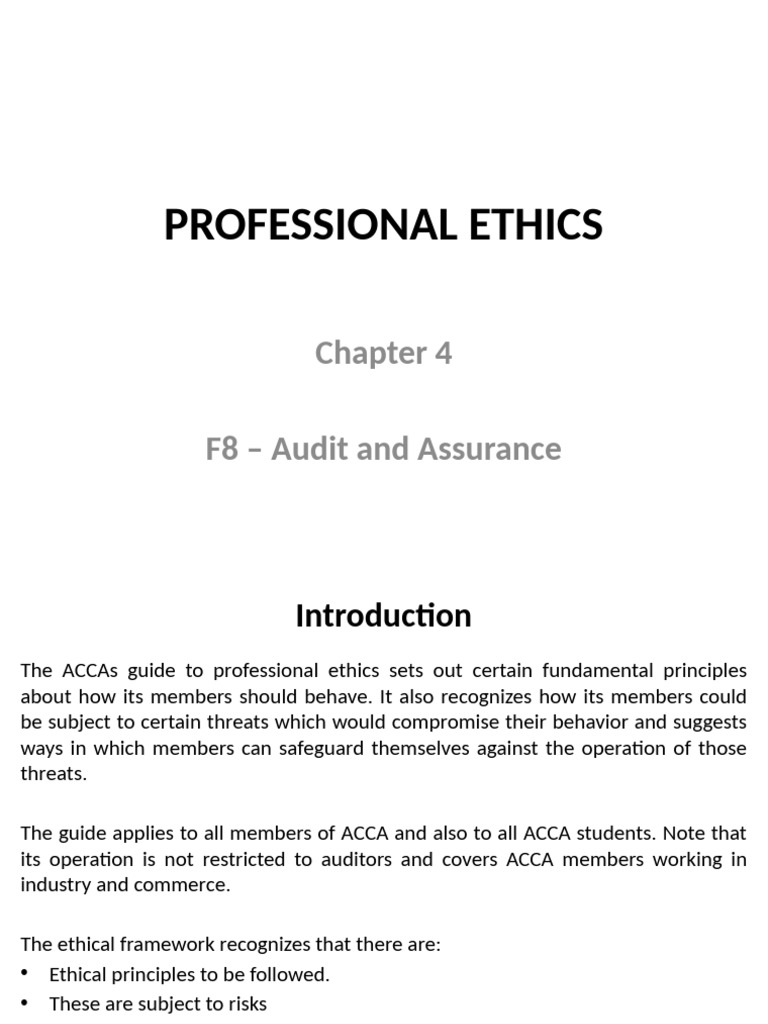 ACCA Professional Ethics Overview | PDF | Audit | Auditor's Report
