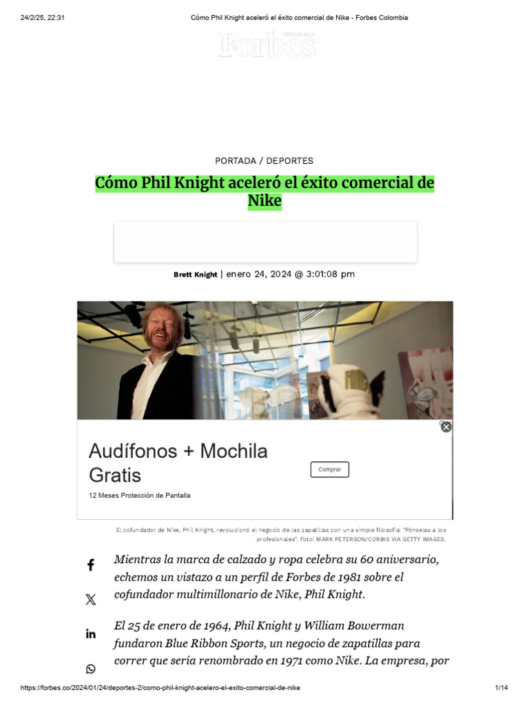 Cómo Phil Knight Aceleró El Éxito Comercial de Nike - Forbes Colombia ...