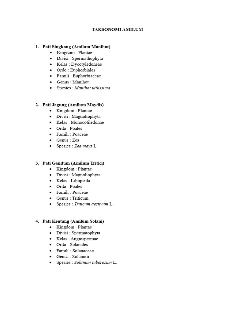 Taksonomi Amilum | PDF