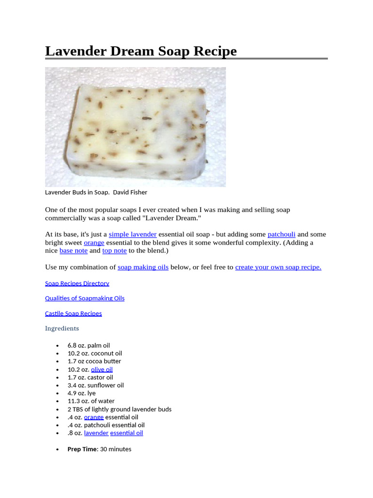 RETETA - Lavender Dream Soap Recipe | PDF