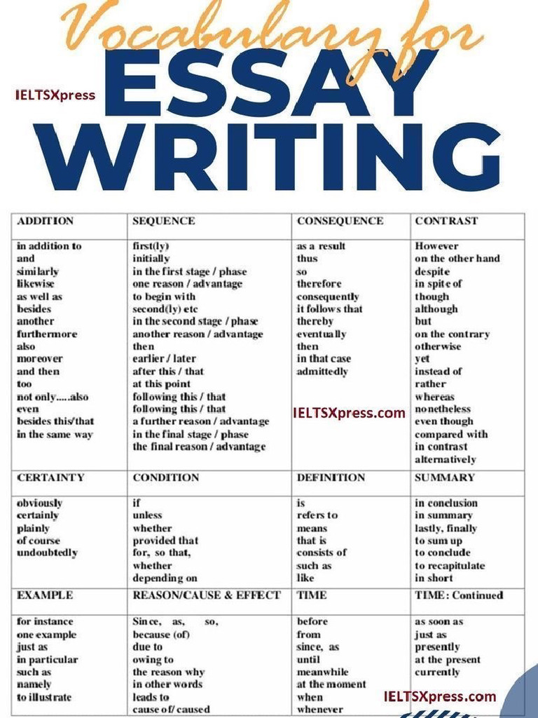 Vocabulary For Essay Writing | PDF