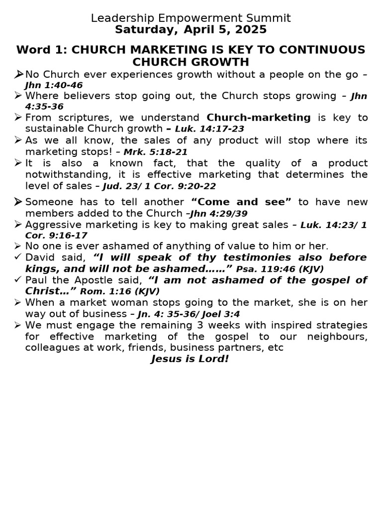April 2025 Leadership Empowerment Summit - Word 1 | PDF