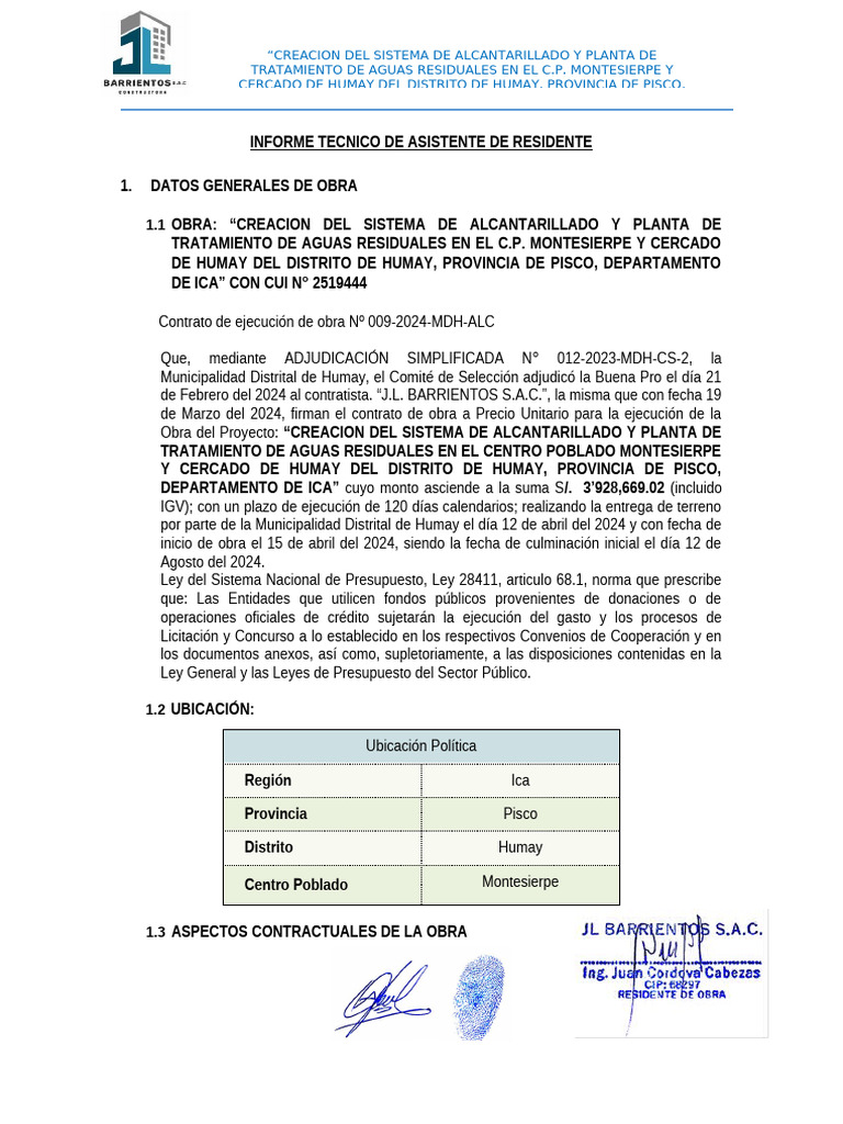 02 Informe Tecnico de Asistente Noviembre 2024 | PDF | Alcantarillado | Hidrología