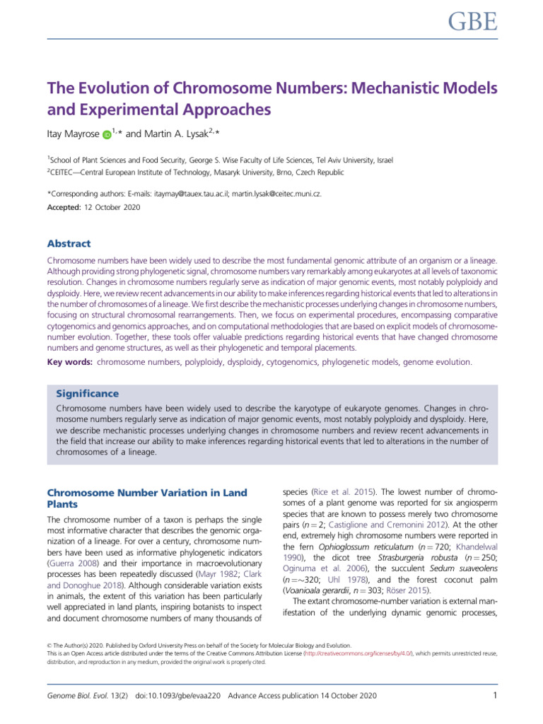 Chromosome Number Evolution Insights | PDF | Ploidy | Genetics