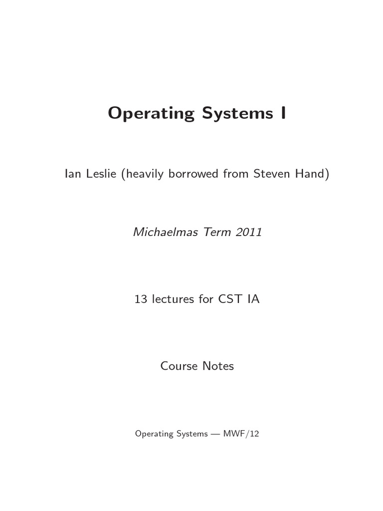 OS1 Notes | PDF | Kernel (Operating System) | Operating System