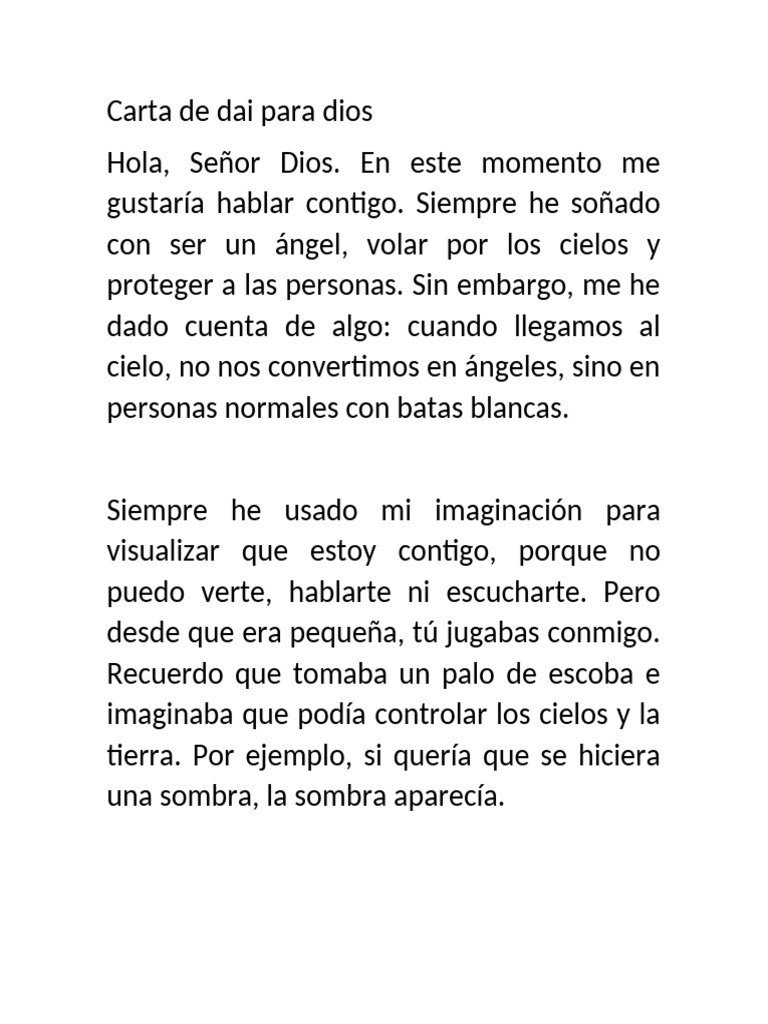 Carta a Dios: Reflexiones y Sueños | PDF