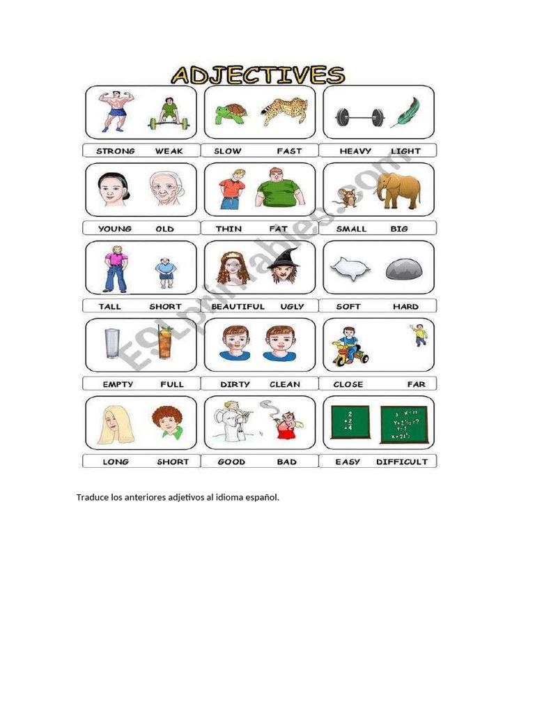 FICHA - ADJECTIVES | PDF