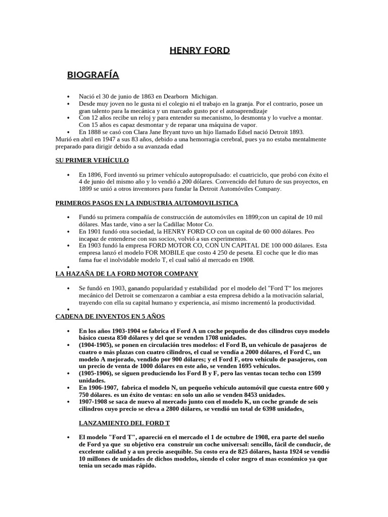 Henry Ford | PDF | Compania de motores ford | Economias
