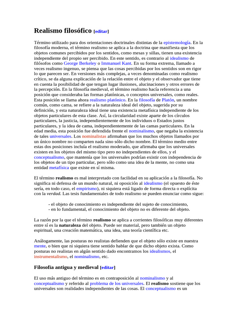 Realismo Filosófico | PDF | Realismo filosófico | Metafísica