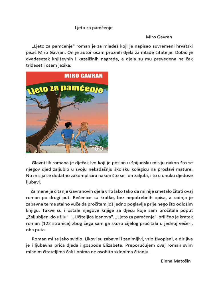 Ljeto Za Pemcenje - Osvrt | PDF