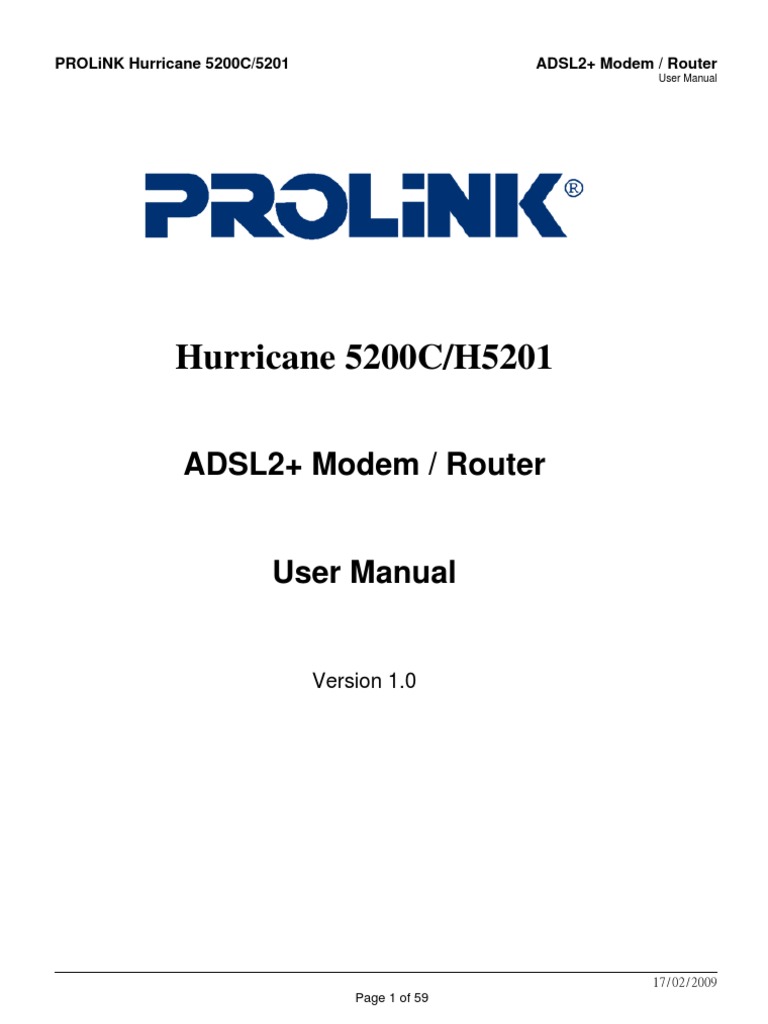 Hurricane 5200C/H5201: ADSL2+ Modem / Router | PDF | Home & Garden ...