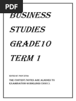 Business Studies Grade 10 Term 2 Notes 2025 | PDF | Cost Of Living ...