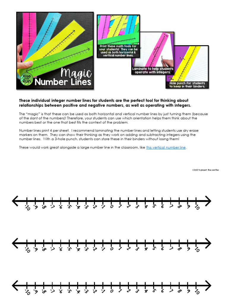 Versatile Integer Number Lines for Students | PDF