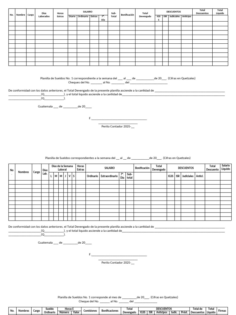 PLANILLAS | PDF | Salario | Gestión de recursos humanos