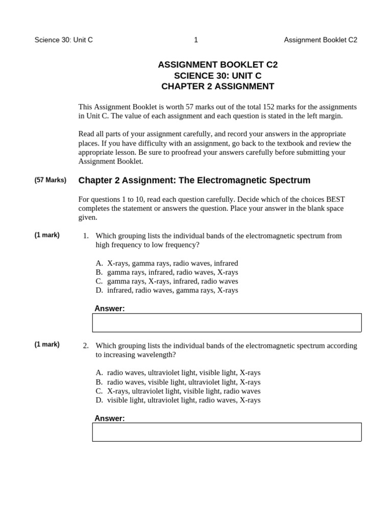 Electromagnetic Spectrum Assignment | PDF | Electromagnetic Radiation ...