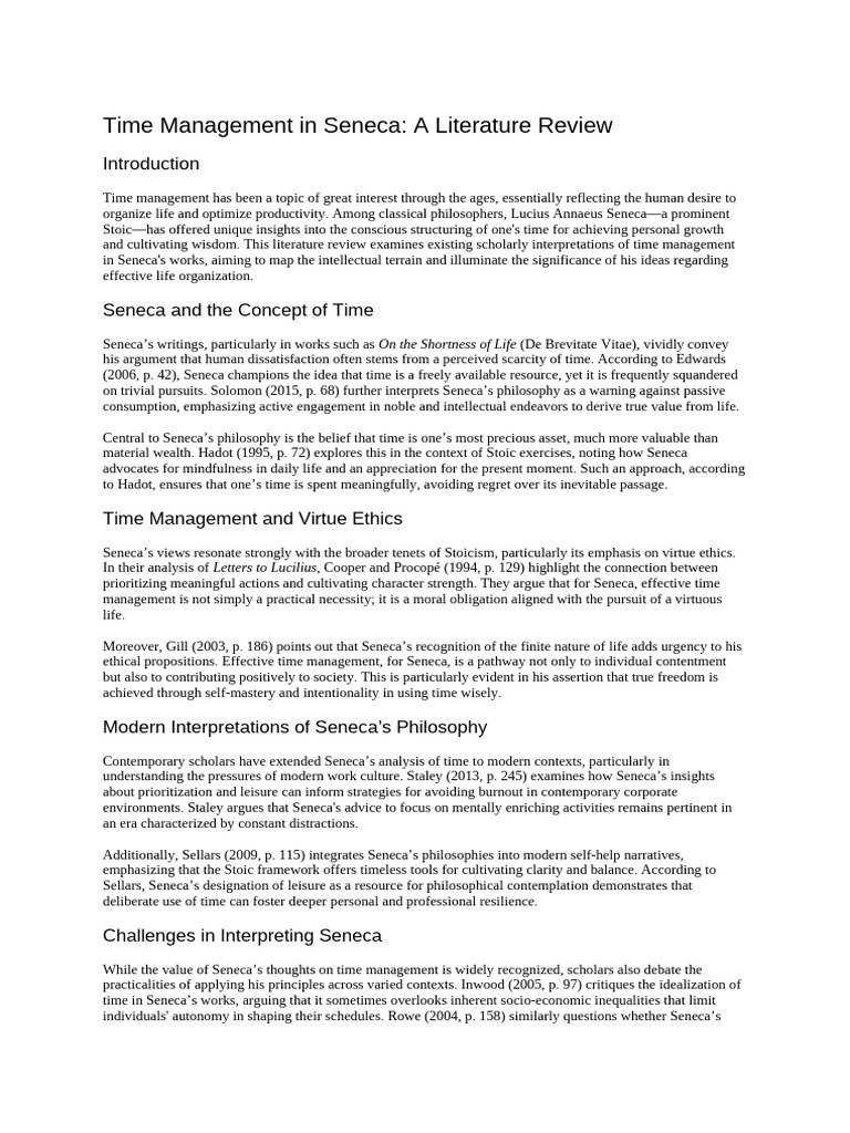 Seneca's Stoic Time Management Insights | PDF | Stoicism | Seneca The ...