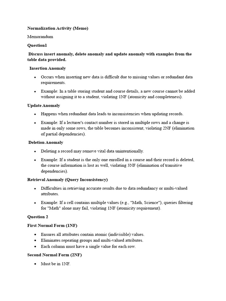Normalization+Activity+Memo+2025 | PDF