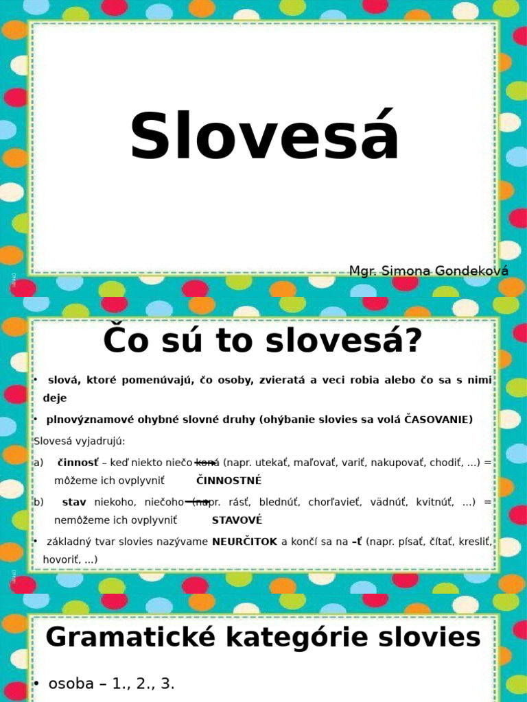 Slovesa - Opakovanie | PDF