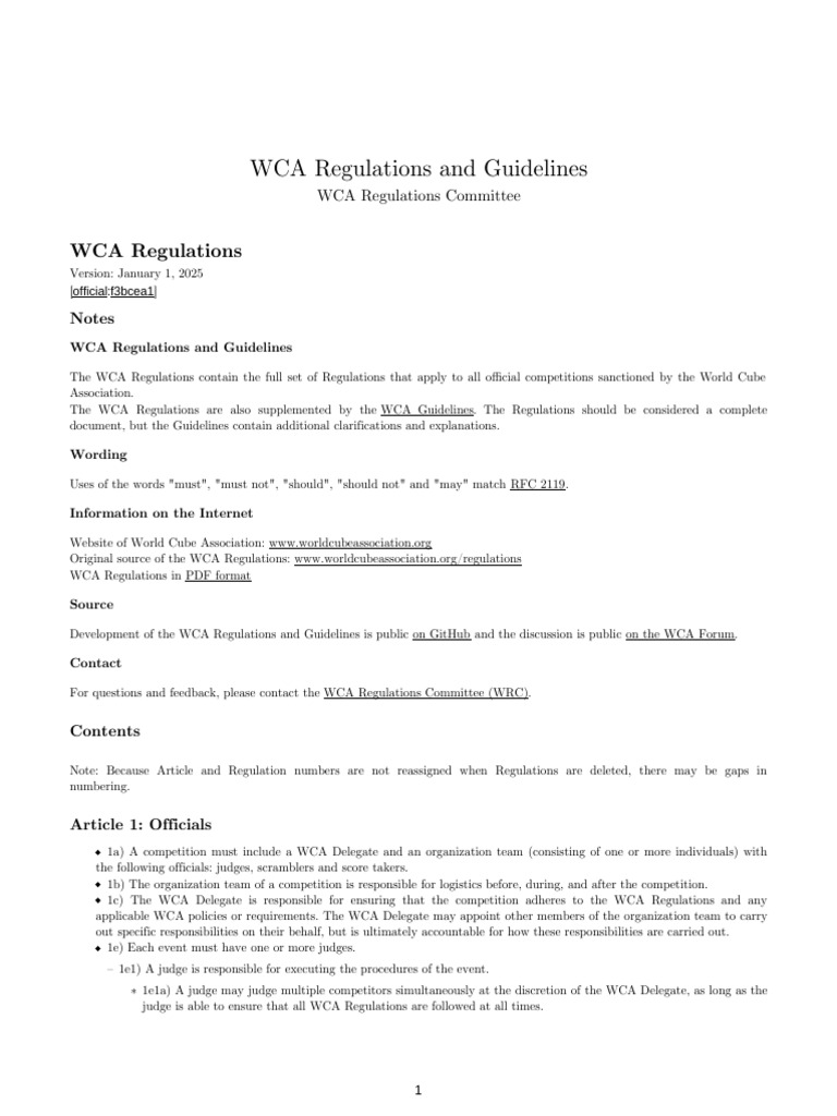 Wca Regulations and Guidelines | PDF | Logic Puzzles