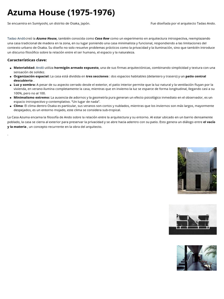 Azuma House: Minimalismo y Luz en Osaka | PDF
