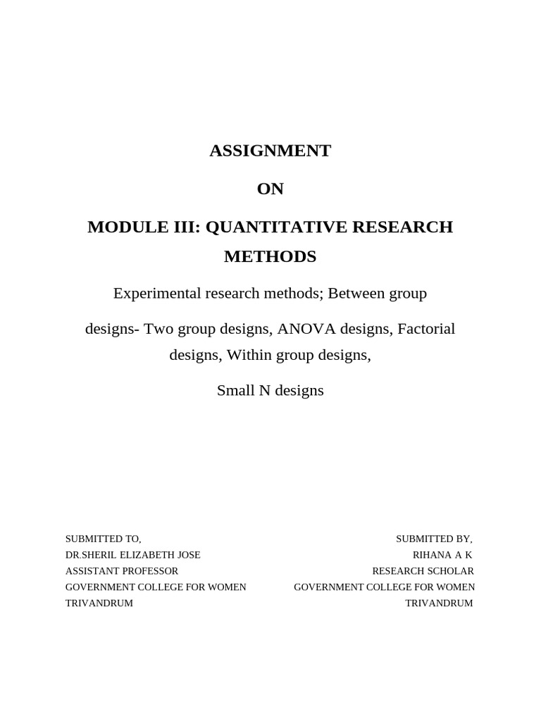 Module 3 Quantitative Methods | PDF | Experiment | Analysis Of Variance