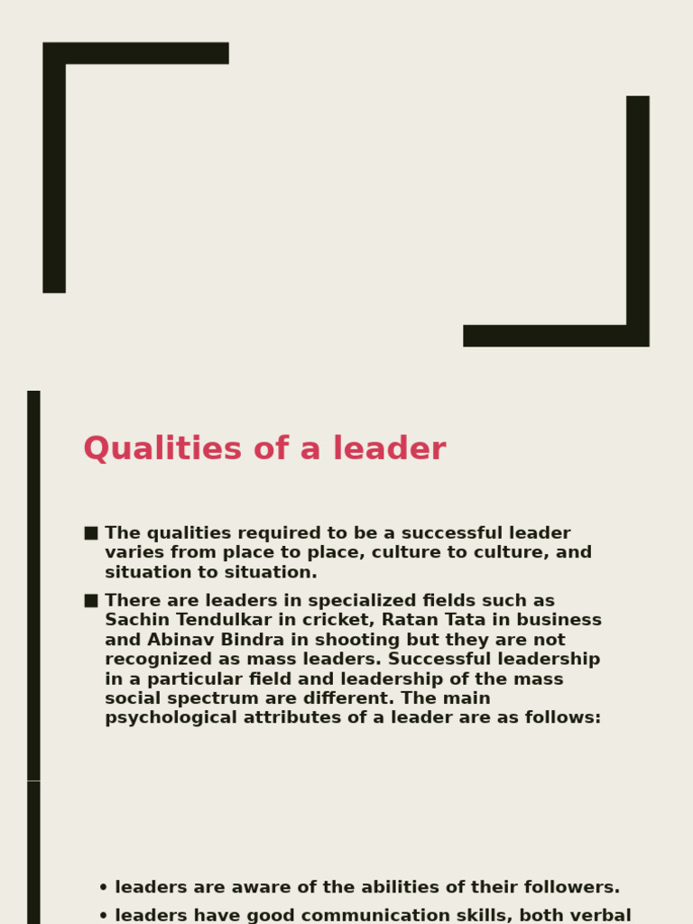 Qualities of Leadership | PDF | Leadership | Behavioural Sciences