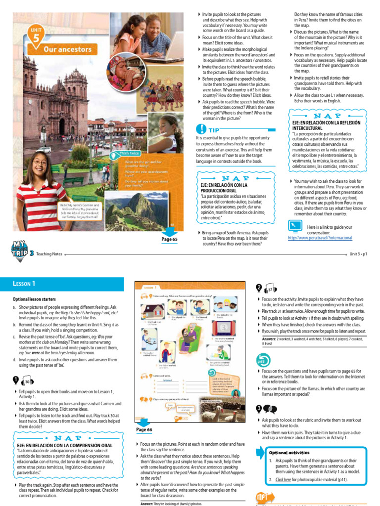 Teaching Notes for Unit 5 Activities | PDF | Question | Chair