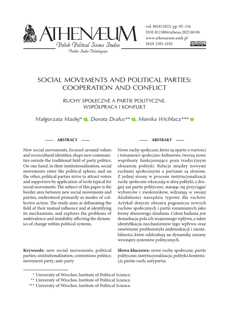 Social Movements and Political Parties Dynamics | PDF | Populism ...