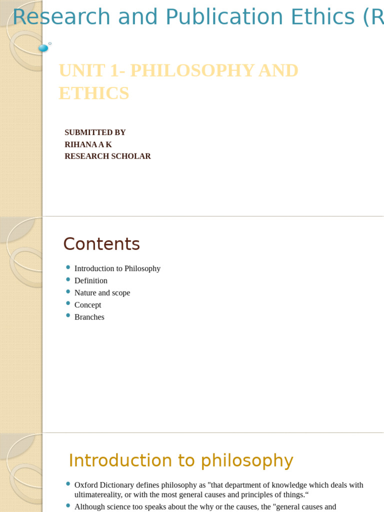 Unit 1 - Philosophy and Ethics | PDF | Ontology | Epistemology