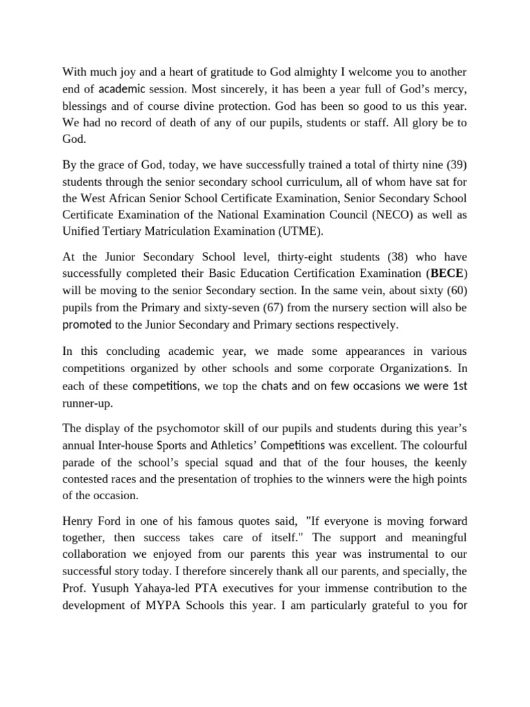 MYPA Schools Academic Year Highlights | PDF