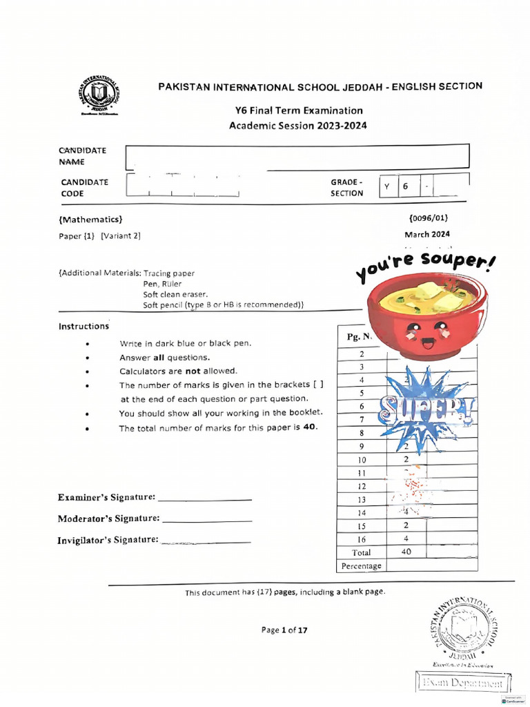 Math Mock Exam P1 2024 | PDF