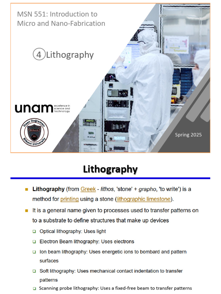 LECTURE 4 MS 551 Lithography | PDF | Photolithography | Microtechnology
