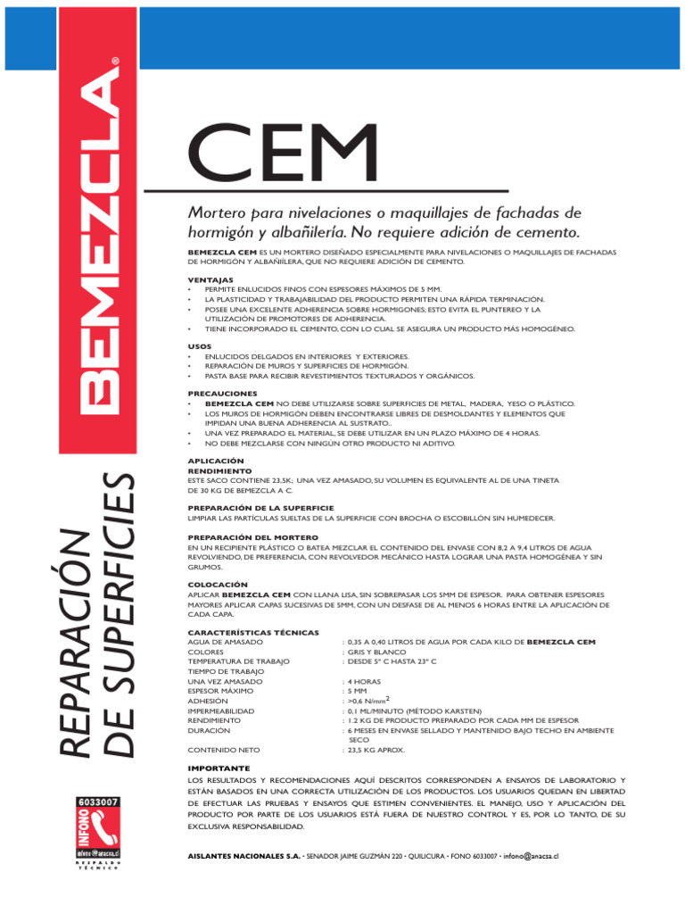 Bemezcla Cem | PDF | Hormigón | Mortero (Albañilería)