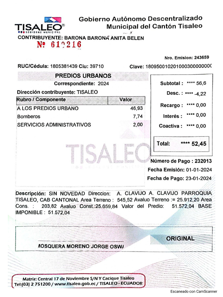 Pago de Predio 2024 | PDF