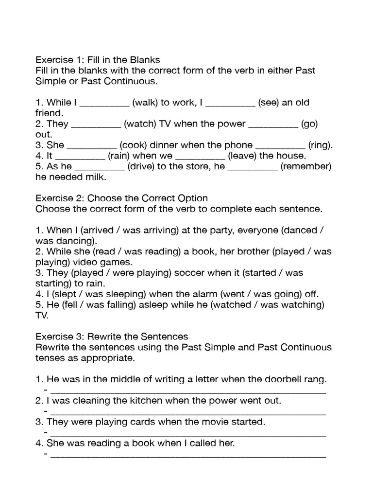 Past Simple vs. Past Continuous | PDF | Language Mechanics | Linguistic ...