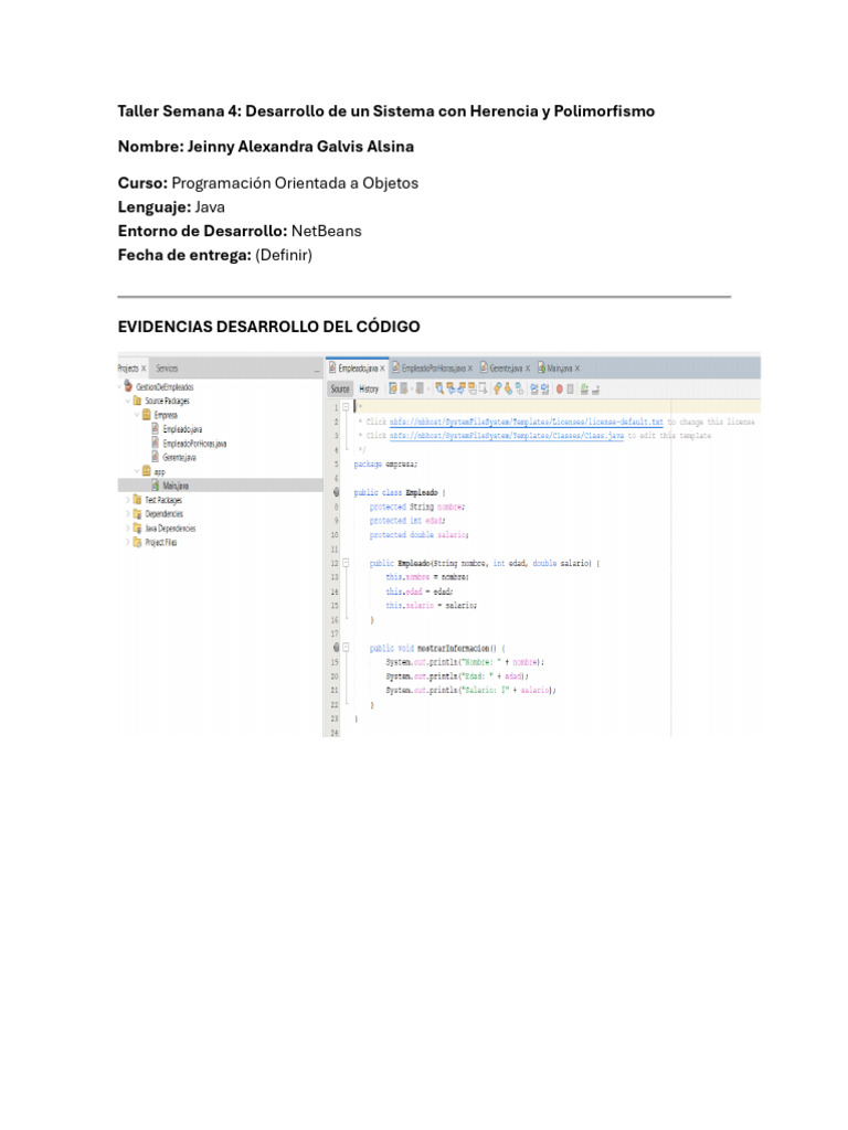 Taller de Herencia y Polimorfismo en Java | PDF