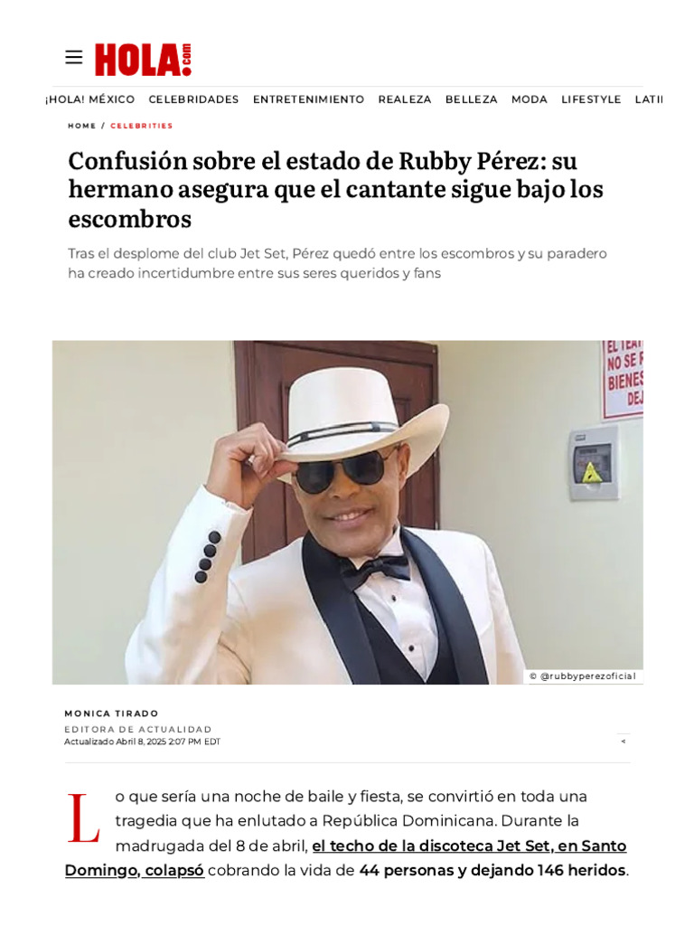 El Cantante Rubby Pérez Fue Hallado Con Vida Gracias A Una Acción Inusual - ¡HOLA! | PDF