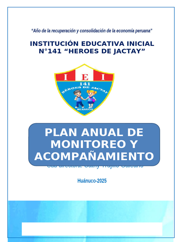 Plan de Monitoreo y Acompañamiento Pedagogico 2025 Jactay | PDF | Enseñando | Evaluación
