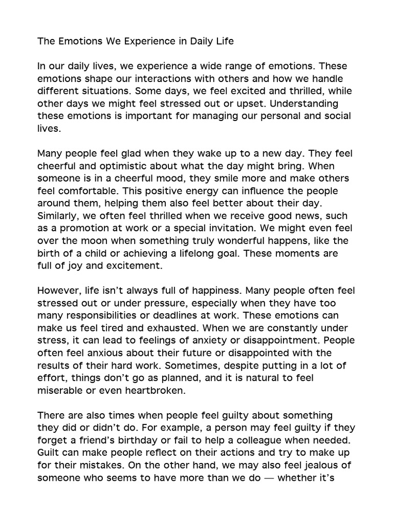 The Emotions We Experience in Daily Life | PDF | Feeling | Emotions