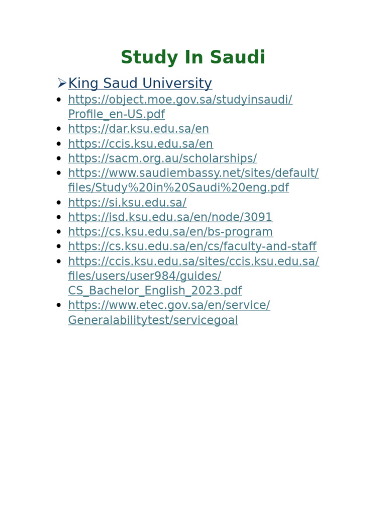Study in Saudi | PDF