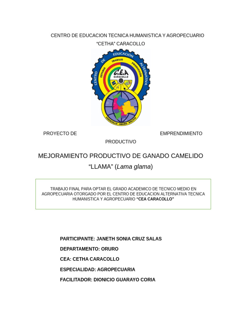 proyecto cetha 2 | PDF | Carne | Pasto