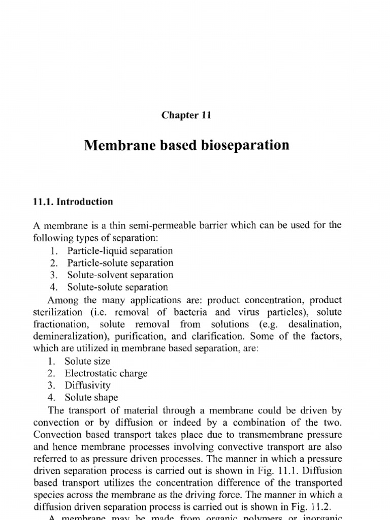 Membrane Based Bioseparation | PDF | Chemistry | Materials